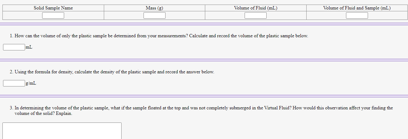 Solved 1. How can the volume of only the plastic sample be | Chegg.com