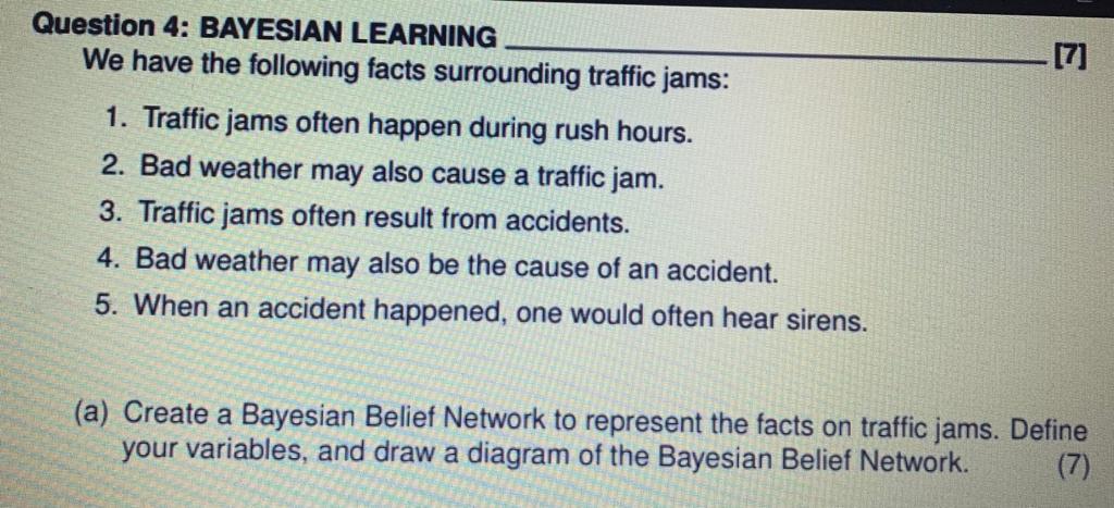 Solved Question 4: BAYESIAN LEARNING We have the following | Chegg.com