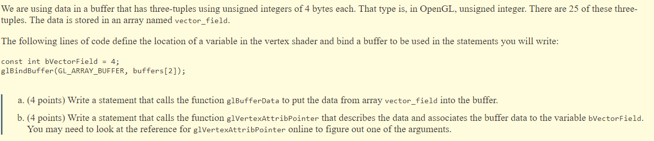 Solved We are using data in a buffer that has three-tuples | Chegg.com