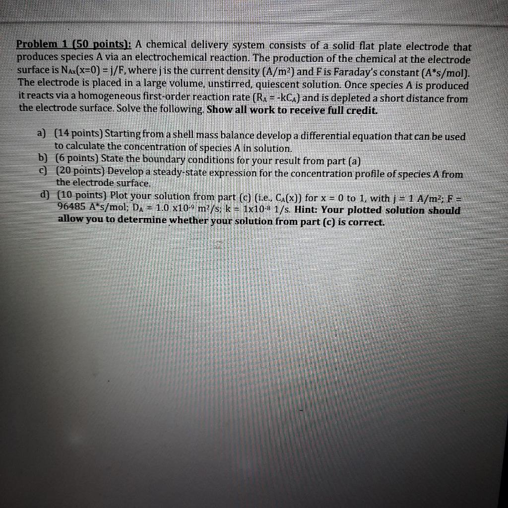 Problem 1 (50 points): A chemical delivery system | Chegg.com