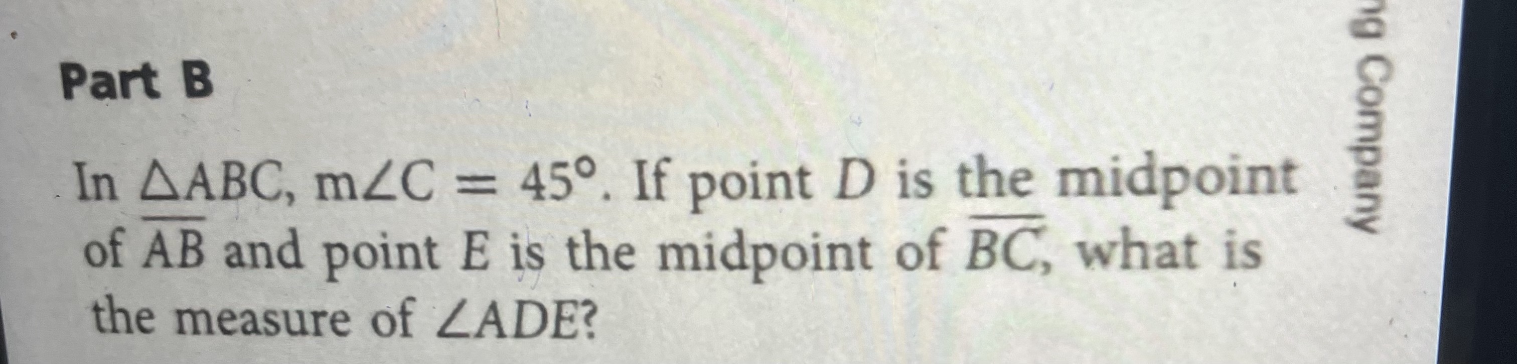 Solved Part BIn ????ABC,m?C=45°. ﻿If point D ﻿is the | Chegg.com