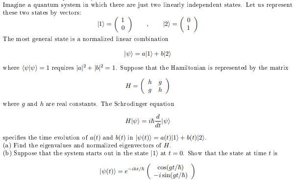 Solved ( ) Imagine a quantum system in which there are just | Chegg.com