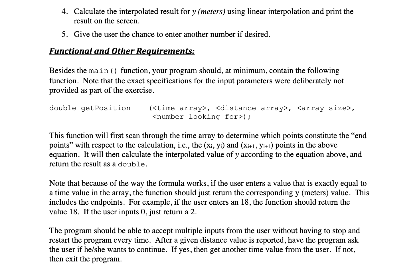 Program 1-Linear Interpolation The technique of | Chegg.com