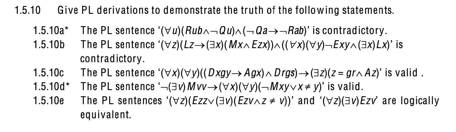 Solved ALL1.5.10 ﻿Give PL derivations to demonstrate the | Chegg.com