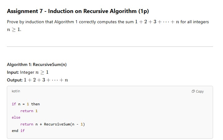Solved Assignment 7 - ﻿Induction on ﻿Recursive Algorithm | Chegg.com