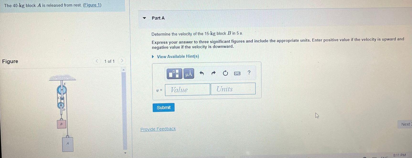 Solved The 40-kg block A is released from rest. (Figure 1) | Chegg.com