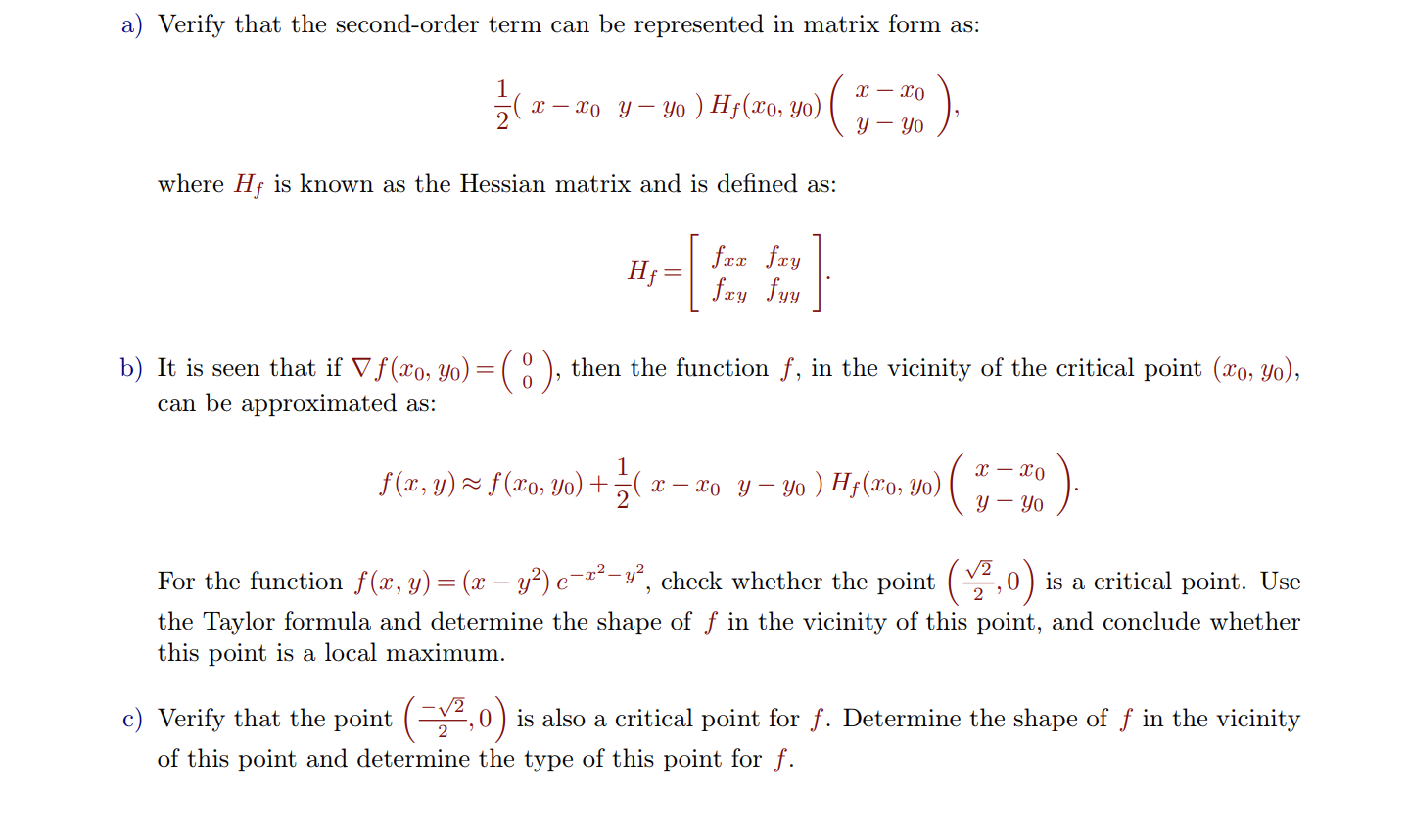 Solved a) Verify that the second-order term can be | Chegg.com
