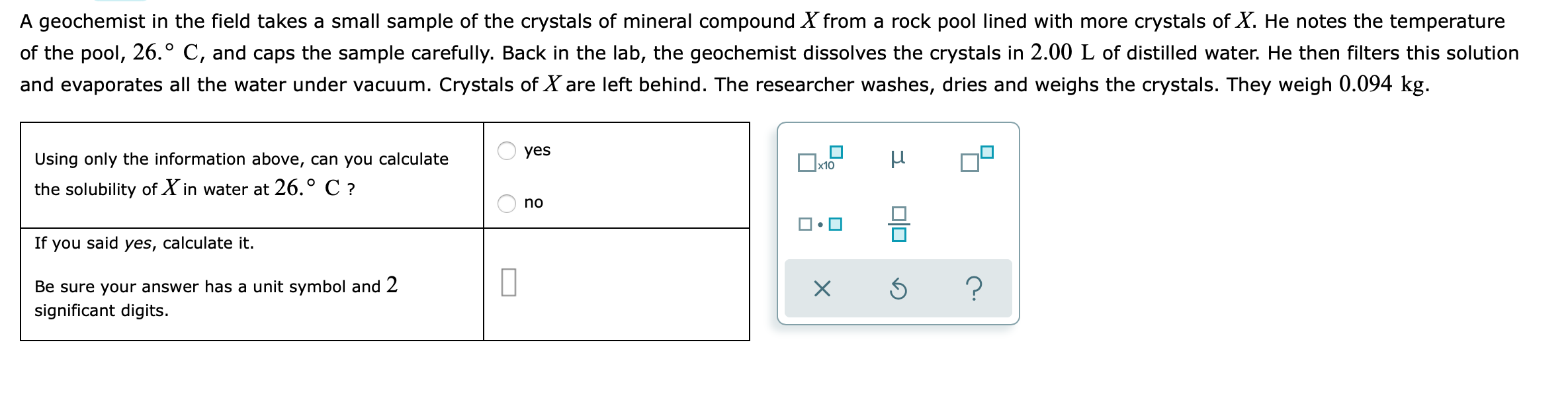 Solved A geochemist in the field takes a small sample of the | Chegg.com