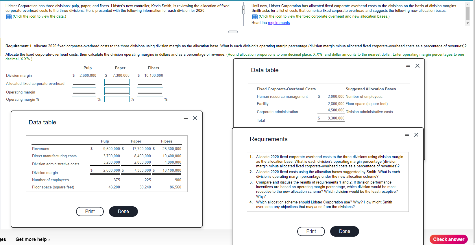 Solved decimal, X.X\%.) Data table Data table Requirements | Chegg.com
