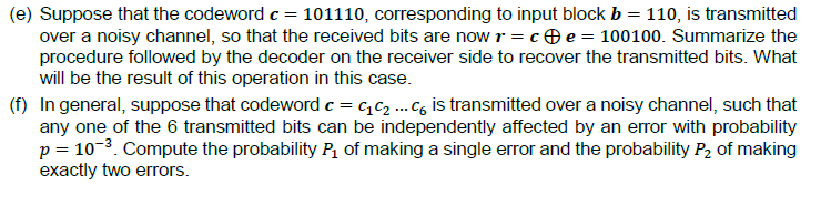 Solved Consider the following block code, which maps each | Chegg.com