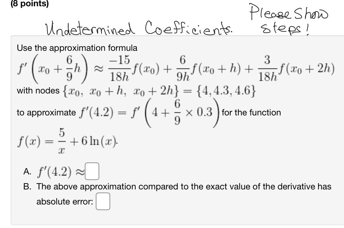 Solved (8 points) Please Show Undetermined Coefficients. | Chegg.com