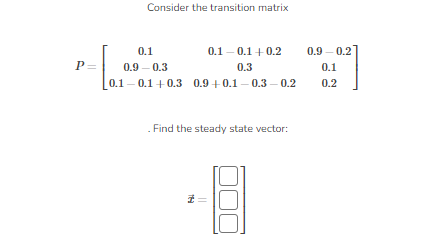 Solved Consider the transition matrix | Chegg.com