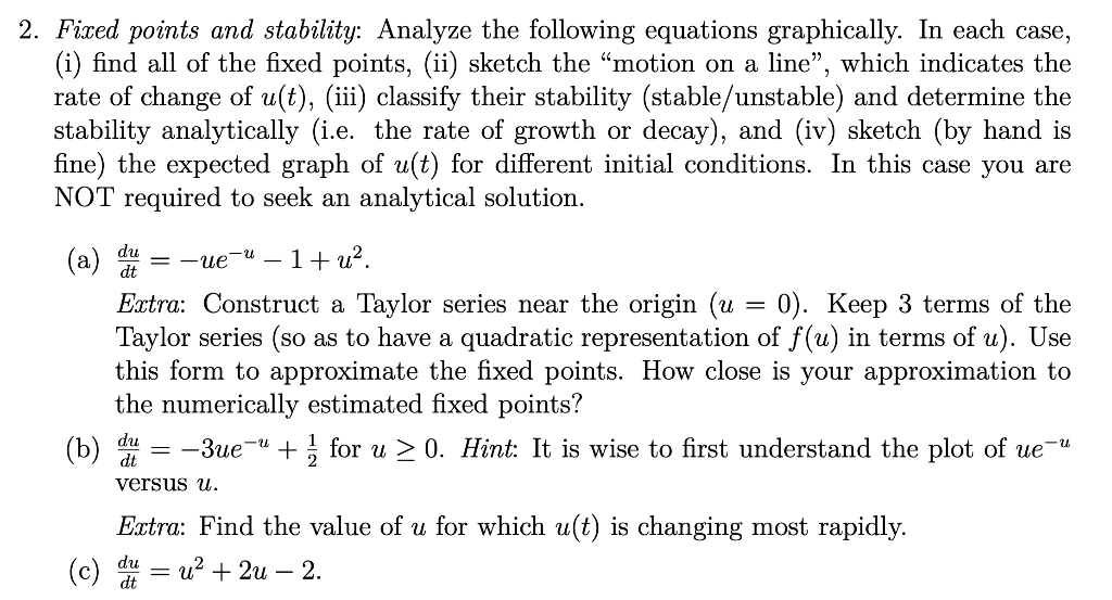 Solved 2. Fixed points and stability. Analyze the following | Chegg.com