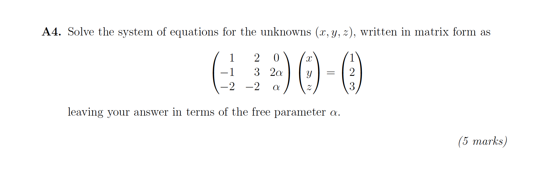 Solved A4. Solve the system of equations for the unknowns | Chegg.com