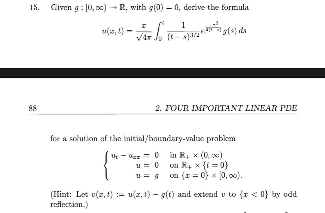Solved Given g:[0,∞)→R, with g(0)=0, derive the formula | Chegg.com