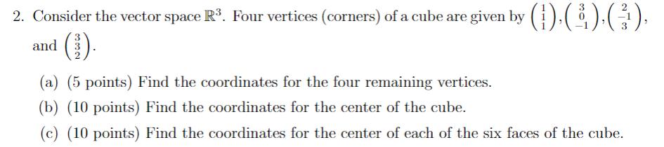 Solved 2. Consider the vector space R3. Four vertices | Chegg.com