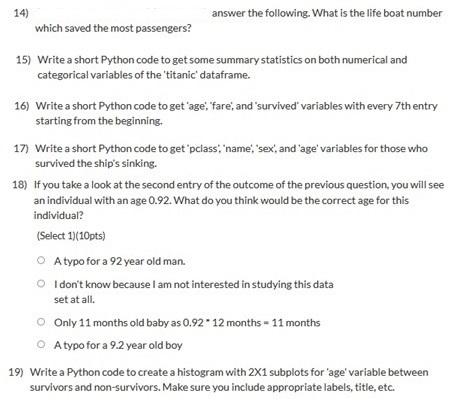 14) answer the following. What is the life boat | Chegg.com
