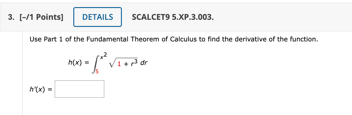 Solved 3. [-/1 Points] SCALCET9 5.XP.3.003. Use Part 1 of | Chegg.com