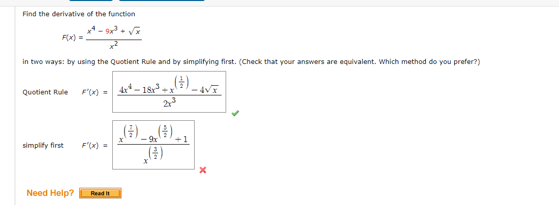 Solved Find the derivative of the function x4 – x3 + x F(x) | Chegg.com