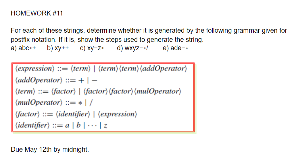 Solved HOMEWORK #11 For each of these strings, determine | Chegg.com