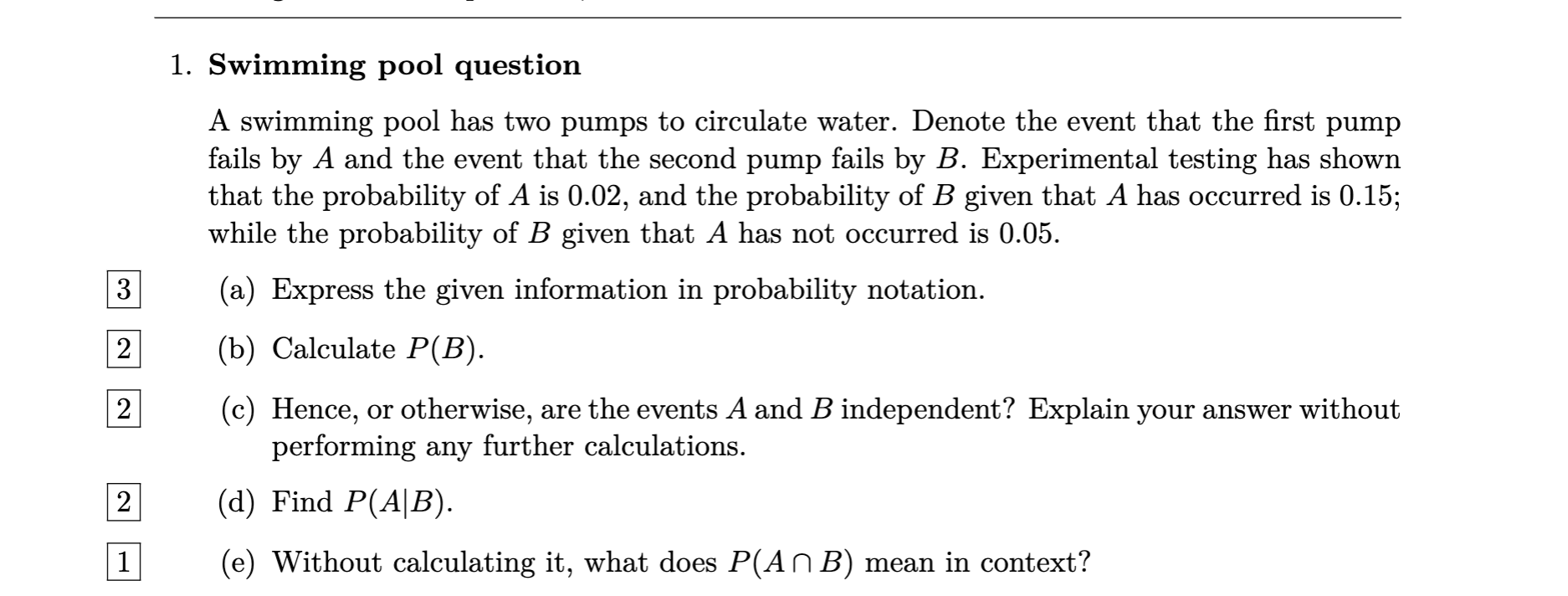 Solved 1. Swimming pool question A swimming pool has two | Chegg.com
