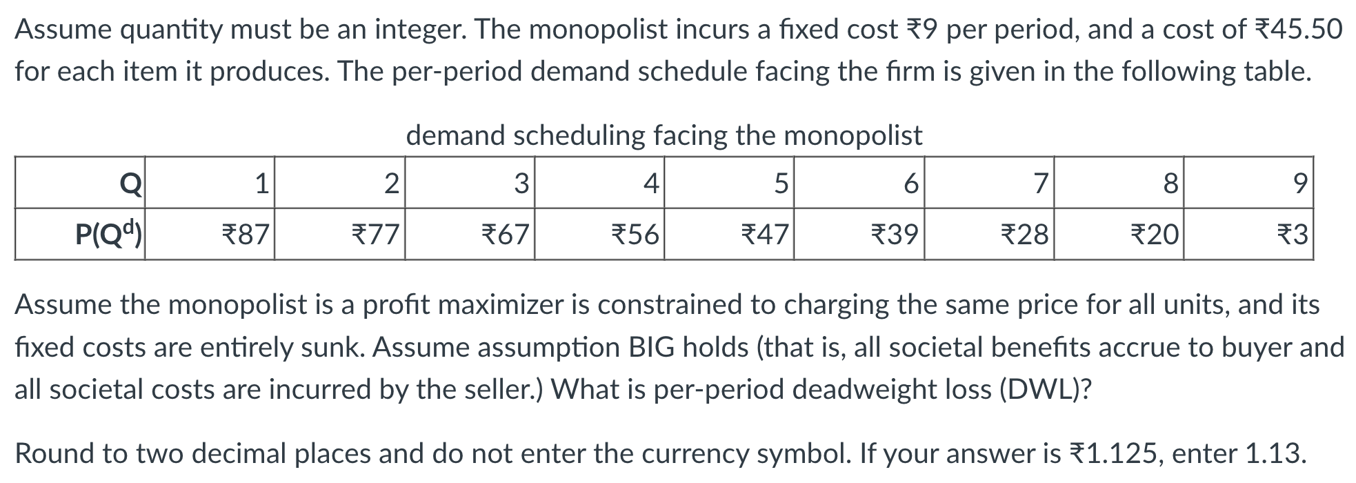 Solved Assume quantity must be an integer. The monopolist | Chegg.com