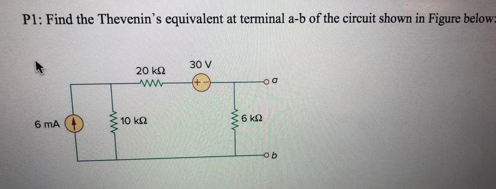Solved P1: Find the Thevenin's equivalent at terminal a-b of | Chegg.com