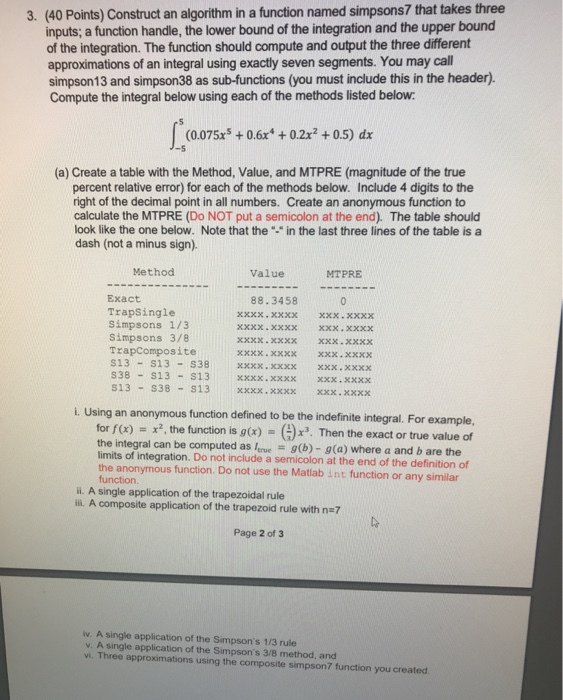 3 40 Points Construct An Algorithm In A Function