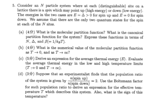 Solved Consider an N particle system where at each | Chegg.com