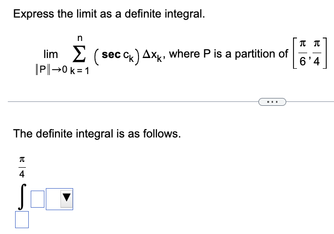 Solved Express the limit as a definite | Chegg.com