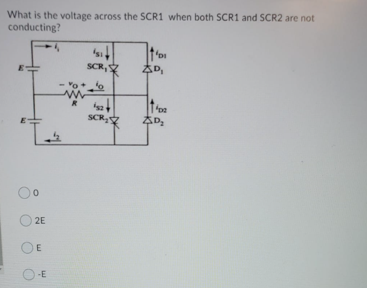 Solved What is the voltage across the SCR1 when both SCR1 | Chegg.com