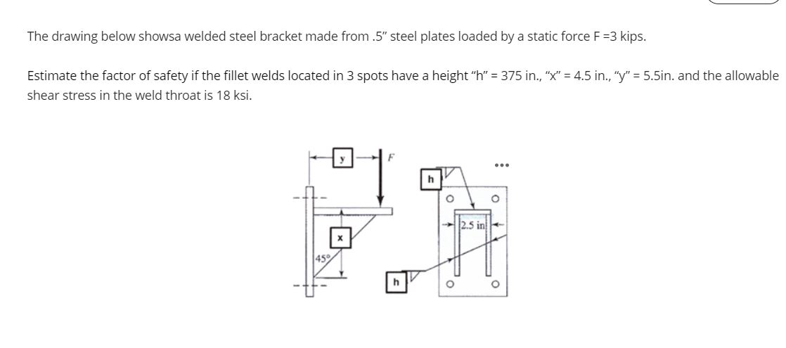 Solved The drawing below showsa welded steel bracket made | Chegg.com