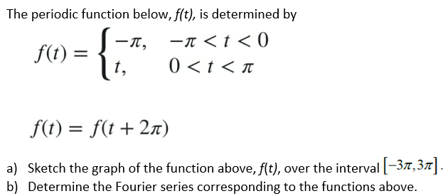 Solved The periodic function below, f(t), is determined by { | Chegg.com