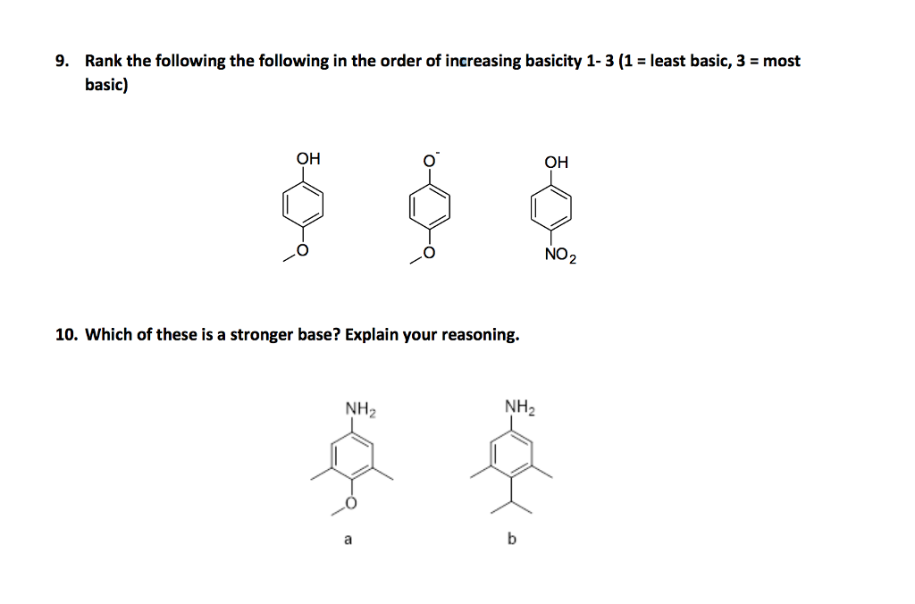 Solved Rank the following the following in the order of | Chegg.com