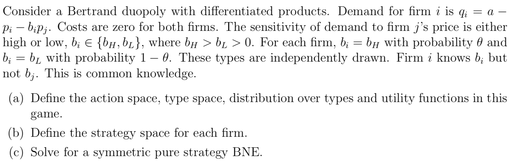 Consider a Bertrand duopoly with differentiated | Chegg.com