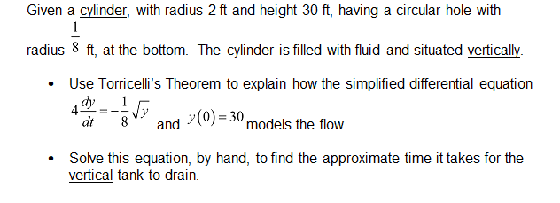 Solved Given a cylinder, with radius 2ft and height 30ft, | Chegg.com