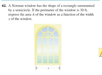 Solved 62. A Norman window has the shape of a rectangle | Chegg.com