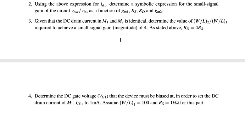 Q1. A resistively degenerated common-source amplifier | Chegg.com