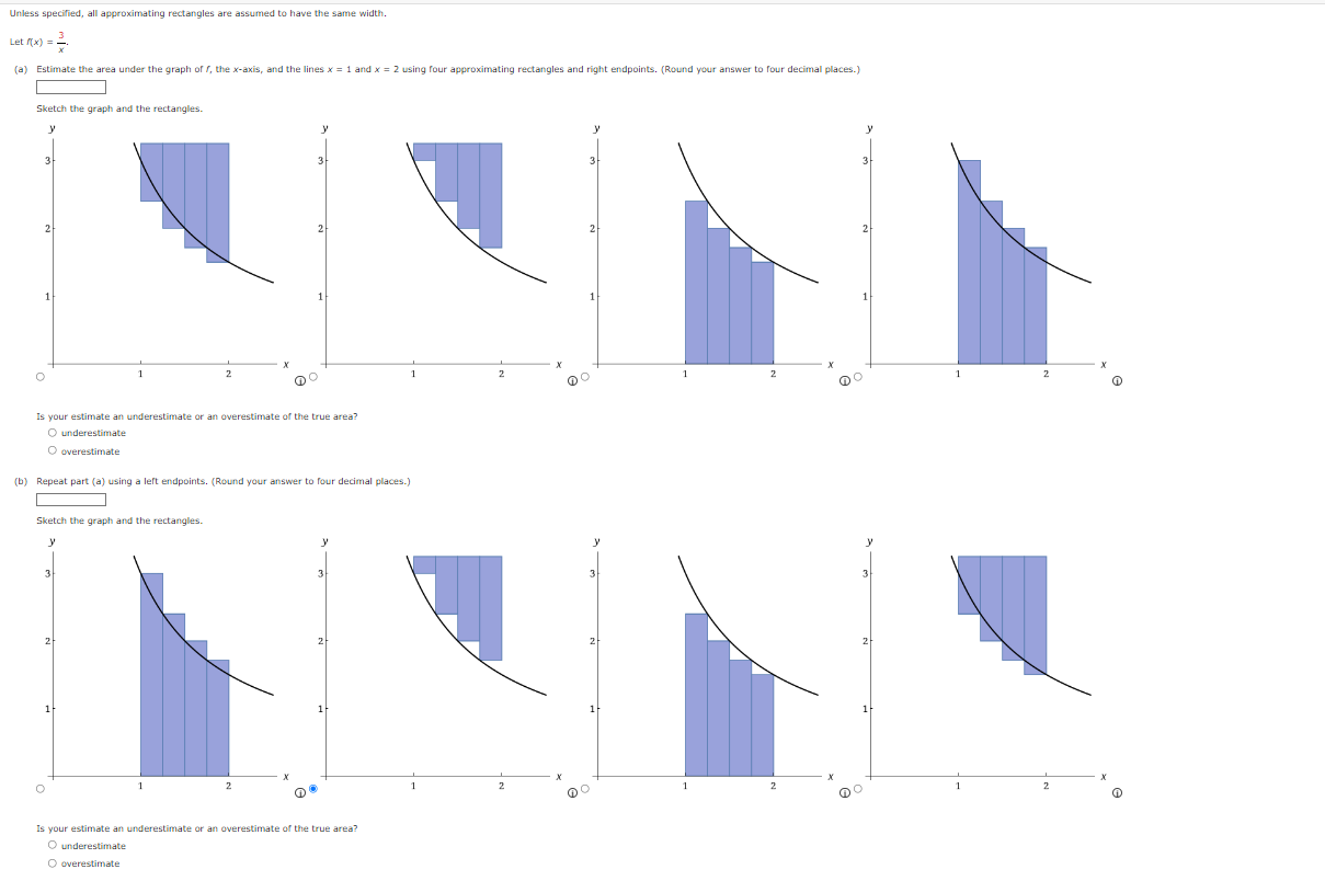 Solved Uness specified, all approximating rectangles are | Chegg.com