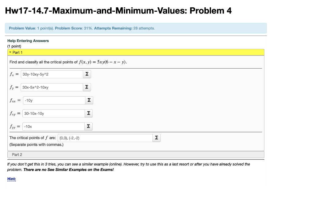 Solved Hw17-14.7-Maximum-and-Minimum-Values: Problem 4 | Chegg.com