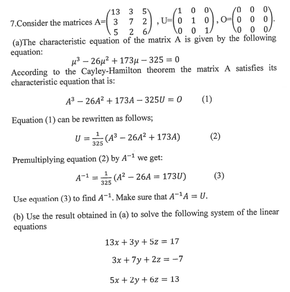 Solved 7.Consider the matrices | Chegg.com