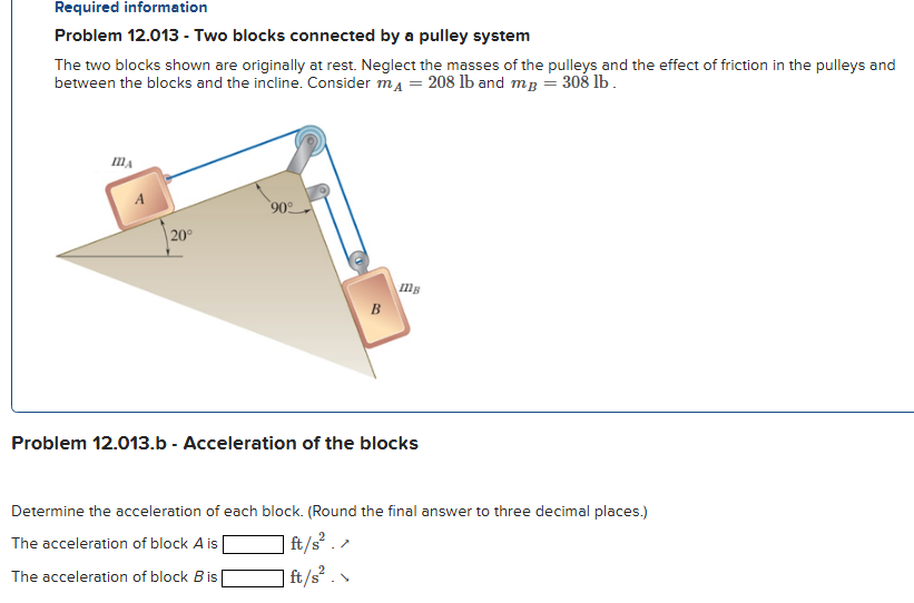 Solved Problem 12.013.b - ﻿Acceleration of ﻿the | Chegg.com