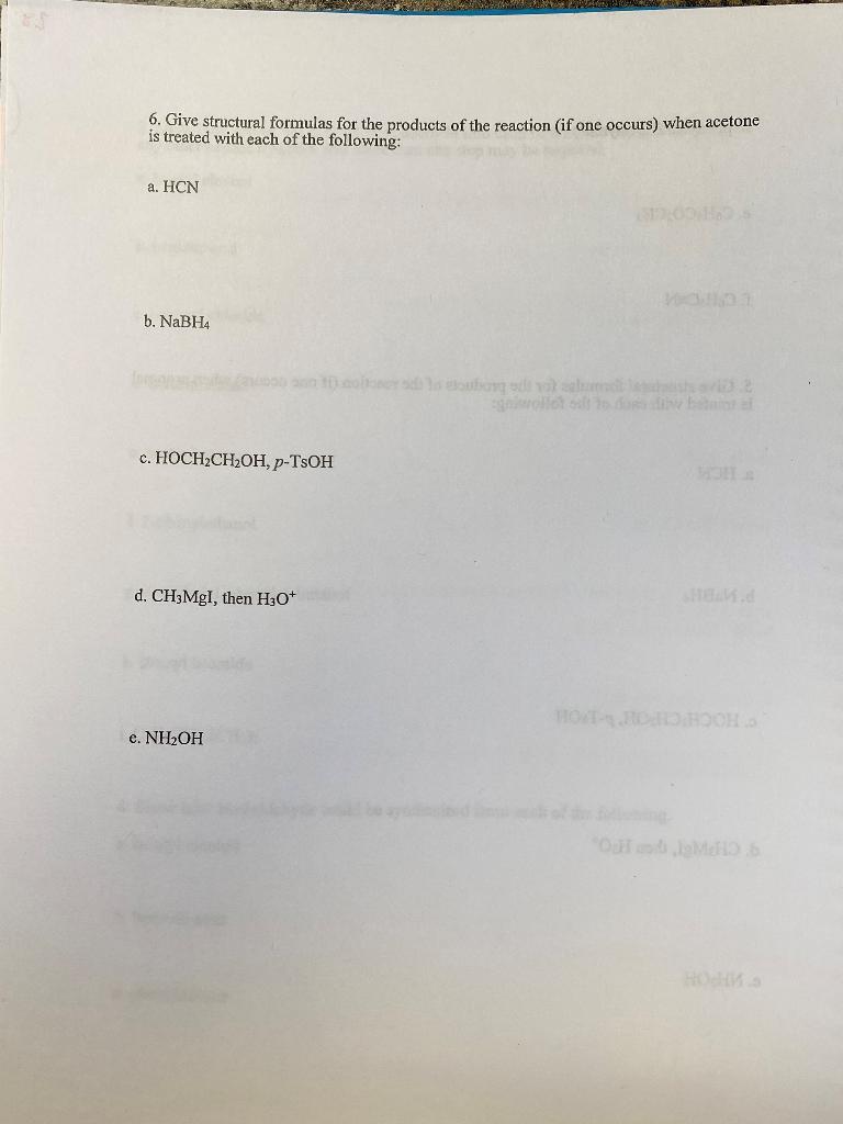 Solved 1. Write structural formulas for the products formed | Chegg.com