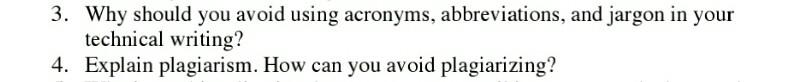 Solved 3. Why should you avoid using acronyms, | Chegg.com