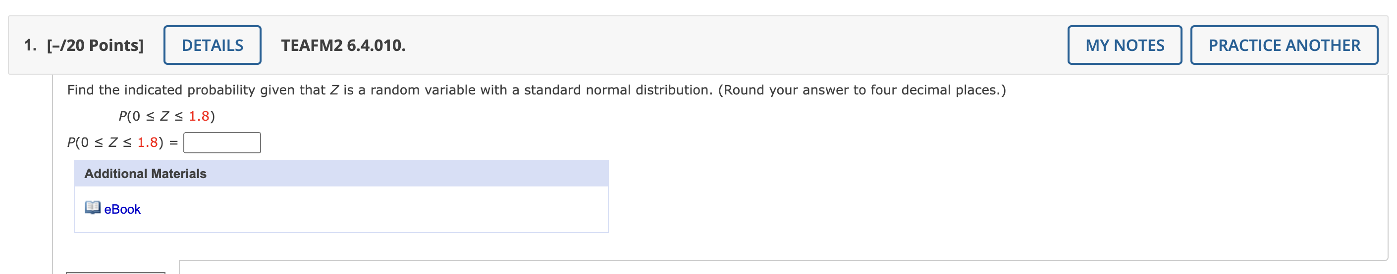 Solved −/20 Points] TEAFM2 6.4.010. Find the indicated | Chegg.com