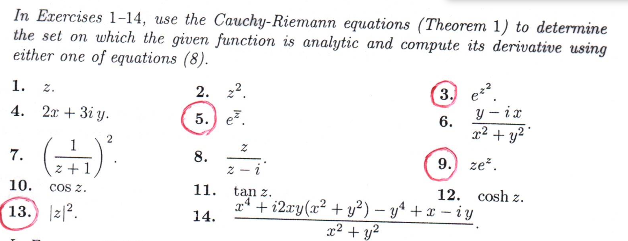 Solved In Exercises 1-14, use the Cauchy-Riemann equations | Chegg.com