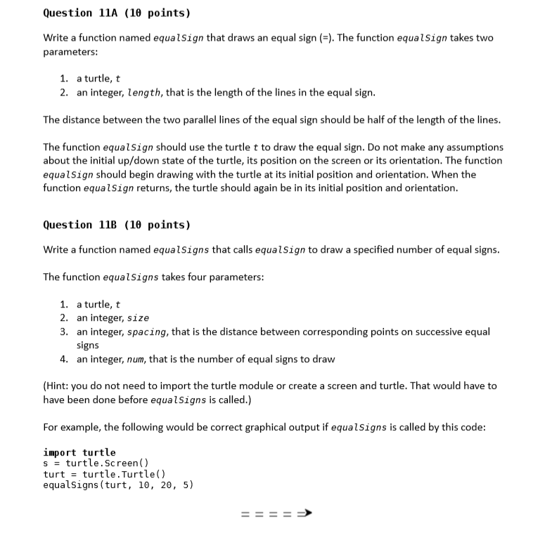 Solved Question 11A (10 points) Write a function named | Chegg.com