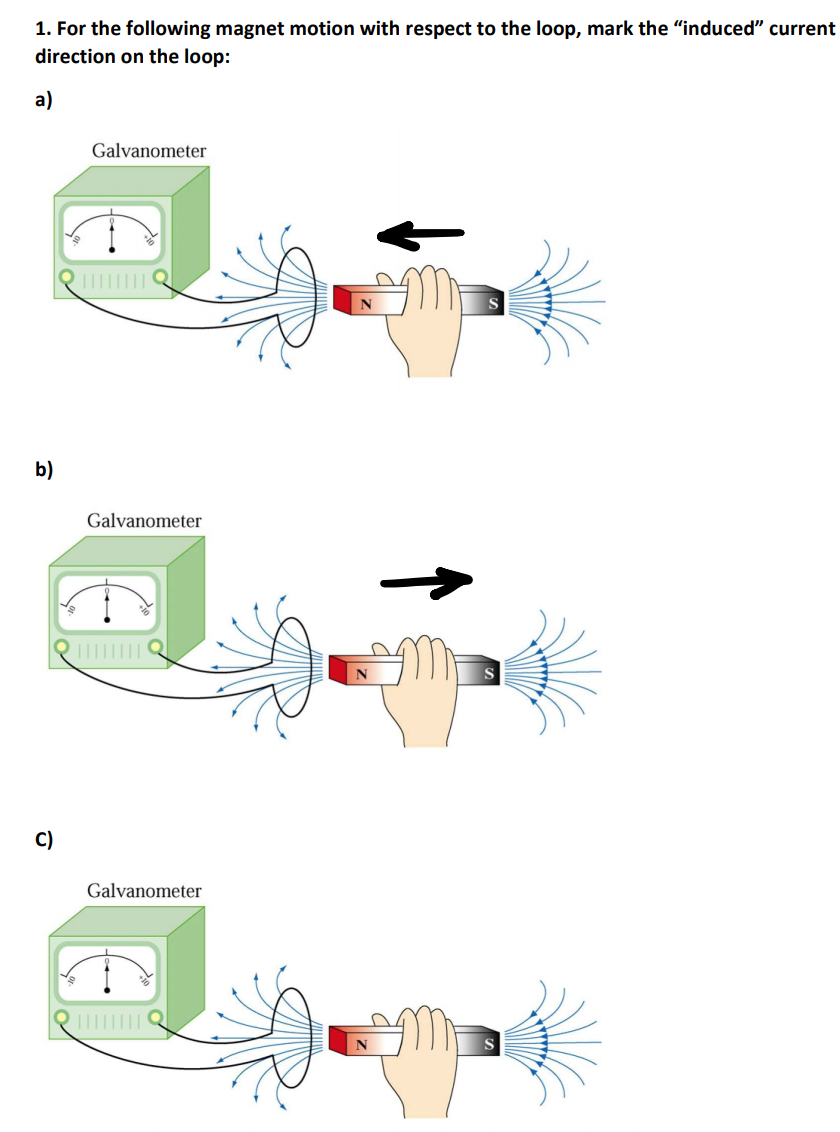 Solved 1. For the following magnet motion with respect to | Chegg.com