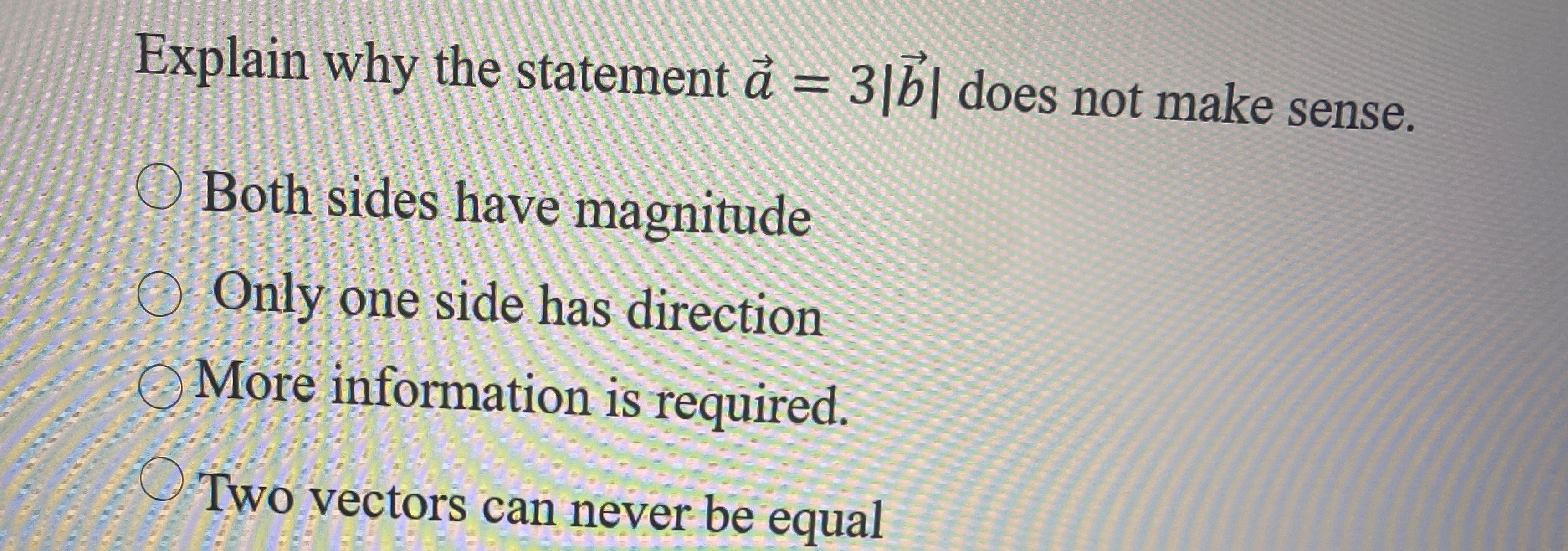 Solved Explain why the statement a=3∣b∣ does not make sense. | Chegg.com