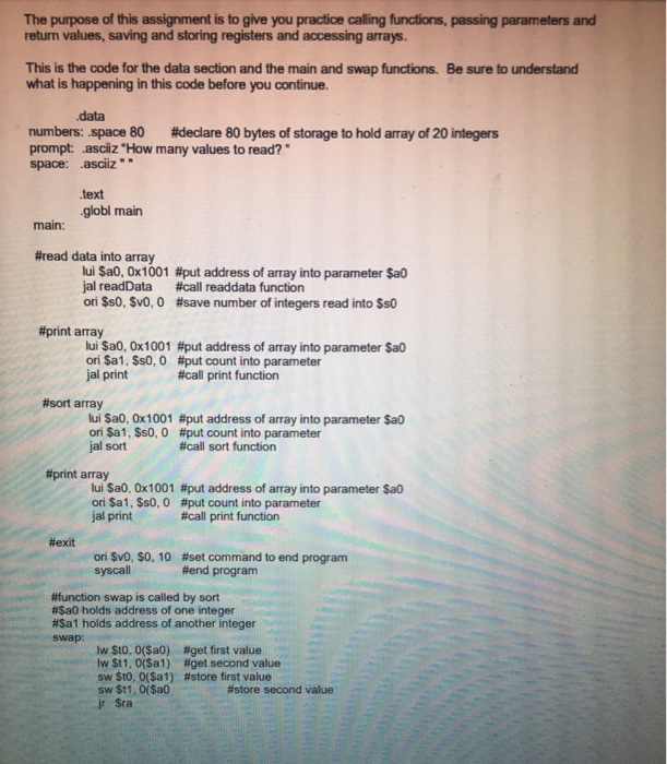 data numbers: .space 80 prompt: asciiz "How many | Chegg.com